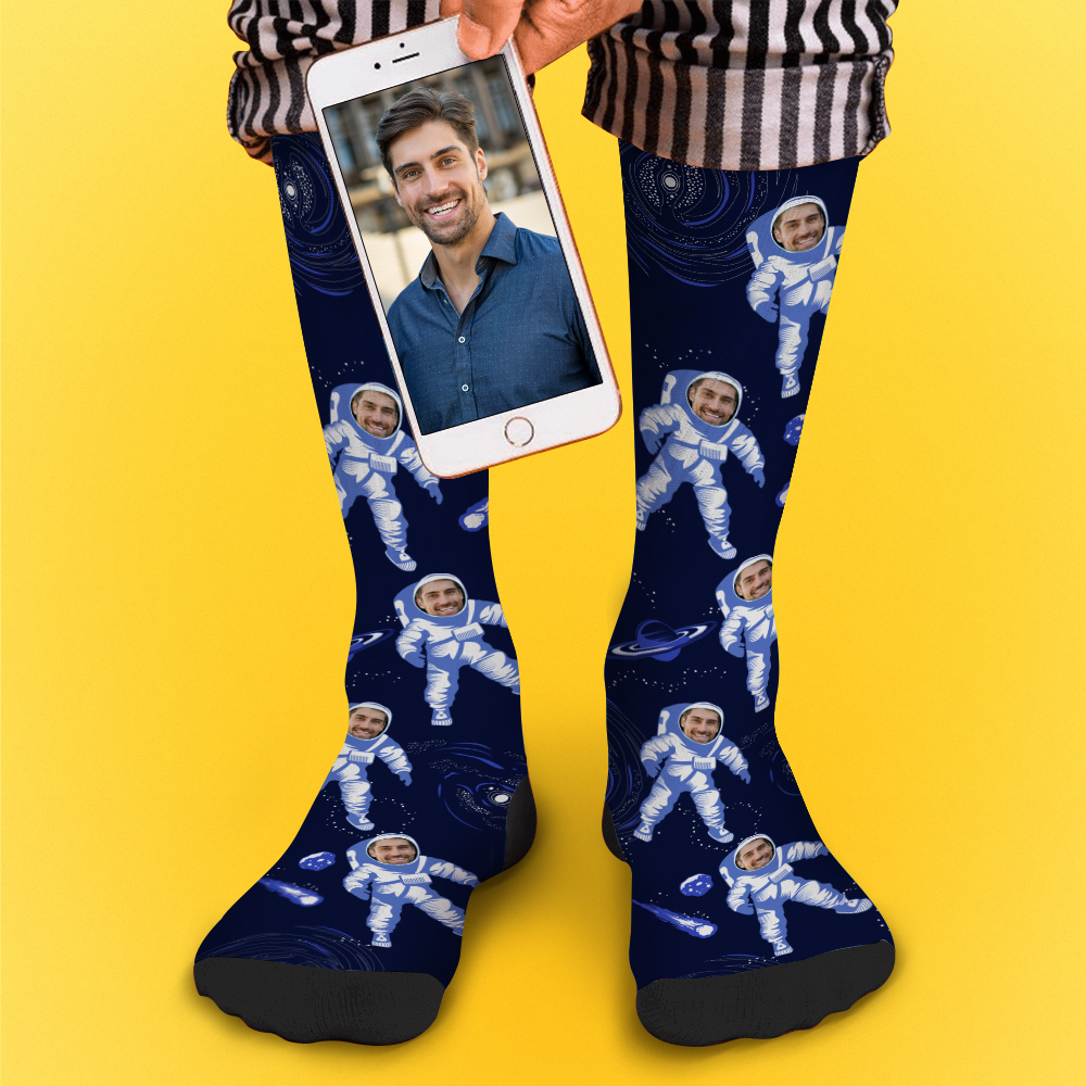 Personalized Astronaut Socks Custom Face Socks with Preview - MadeMine ...
