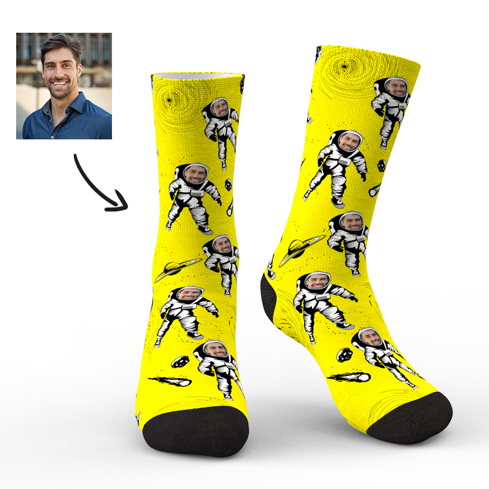 Personalized Astronaut Socks Custom Face Socks with Preview - MadeMine ...