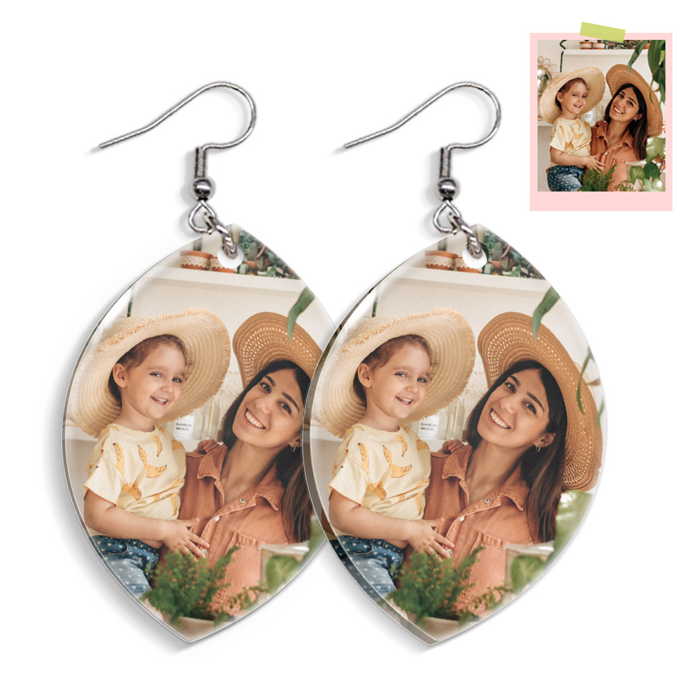 Custom Photo Acrylic Earrings Personalized Oval Earrings Gift For ...