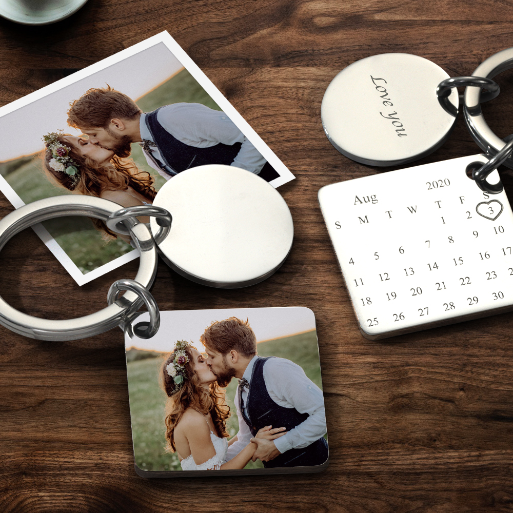 Personalized Calendar Keyring Custom Engraved Photo Keychain | MadeMine